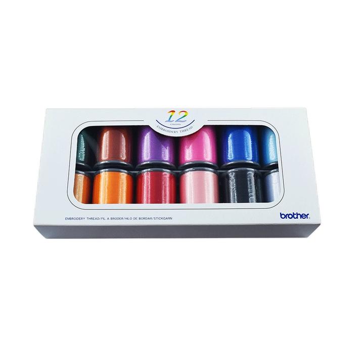 Brother Satin embroidery thread set - Complete with 12 colours - 300m ...